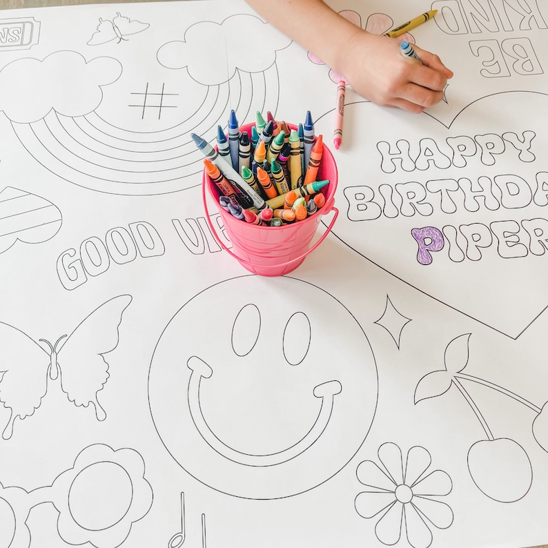 Groovy Coloring Table Runner, Retro Birthday Coloring Page, Groovy ...