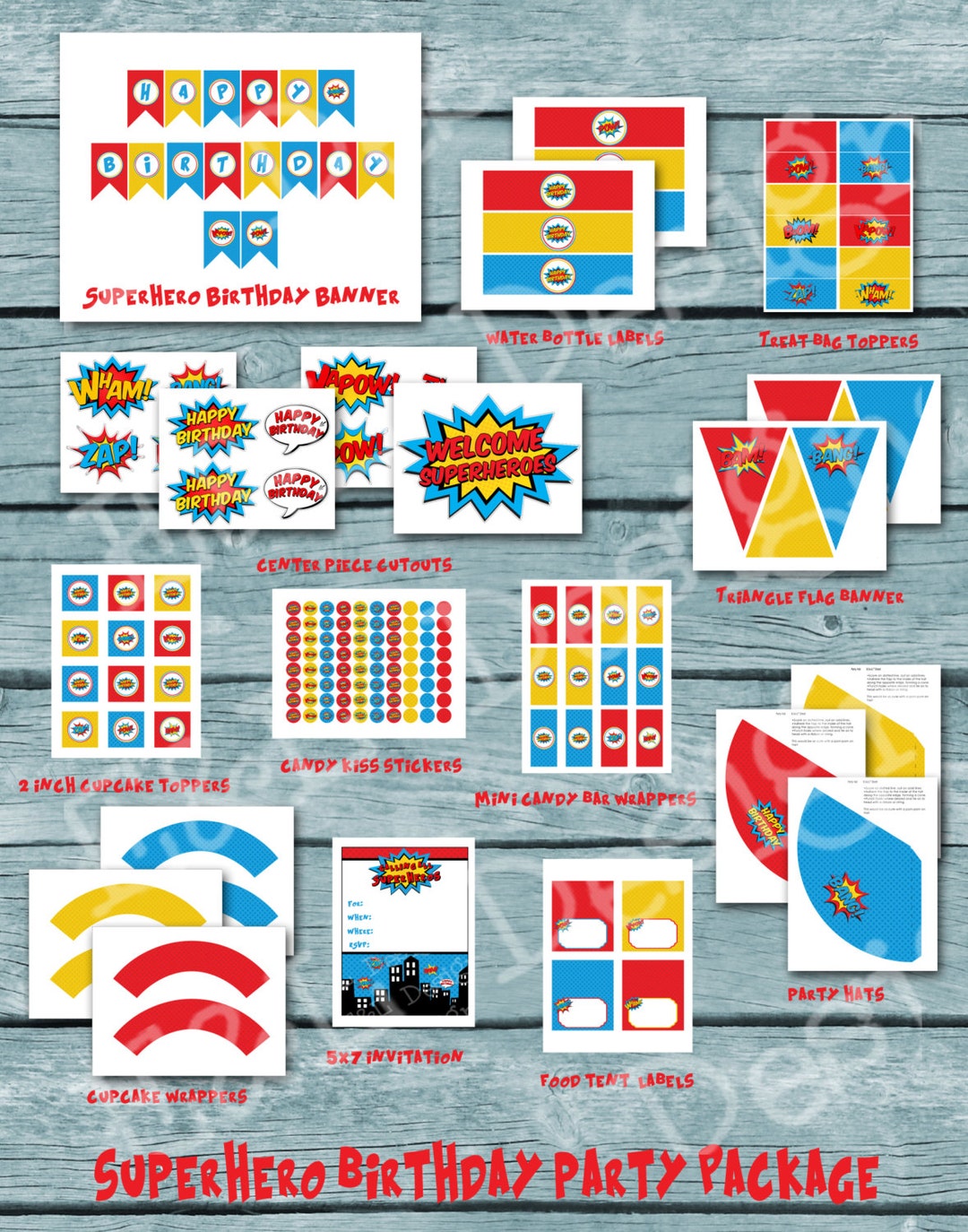 Superhero Birthday Party Package, Superhero Birthday, Instant Download ...
