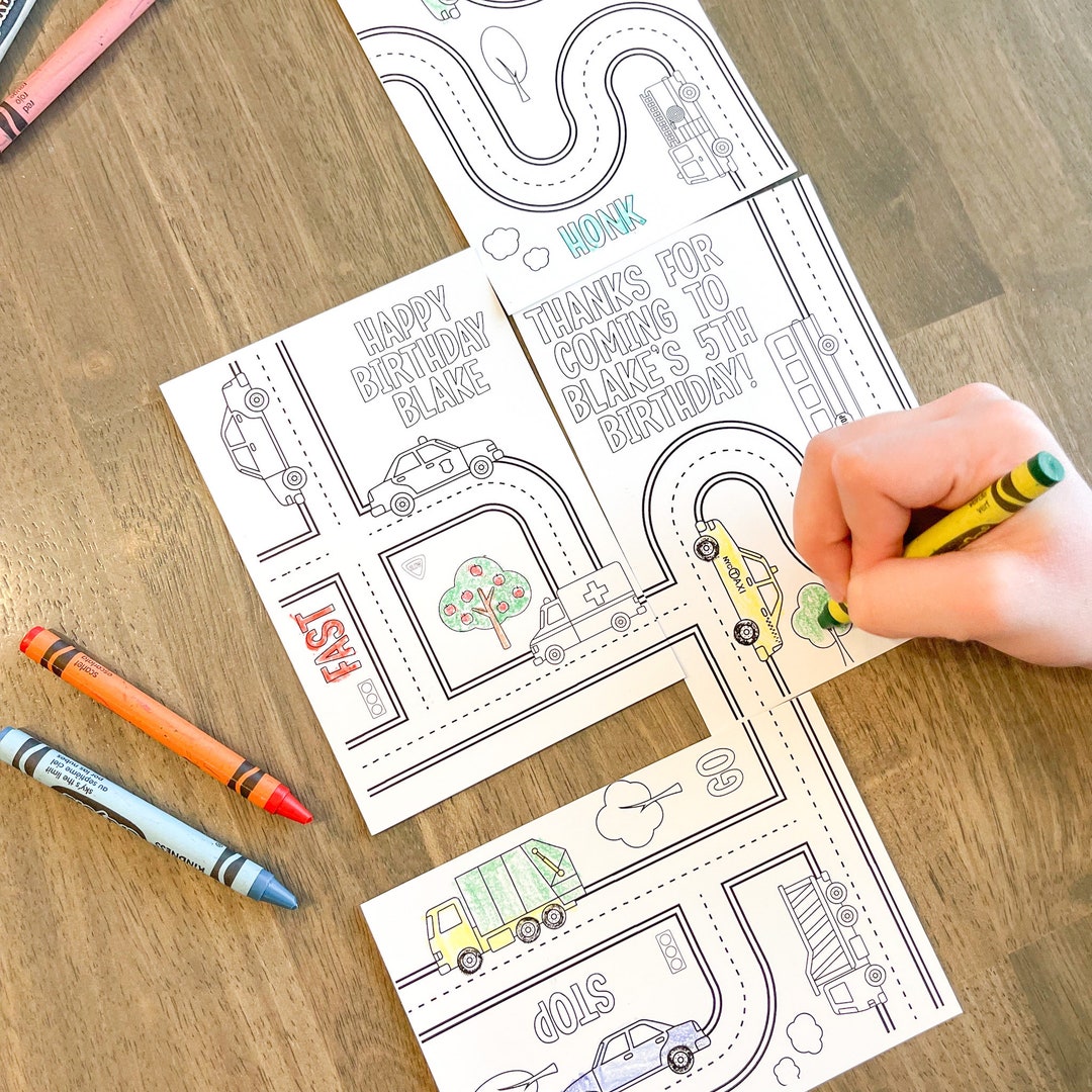 Personalized Cars and Trucks Coloring Party Favors, Cars Party Favors ...