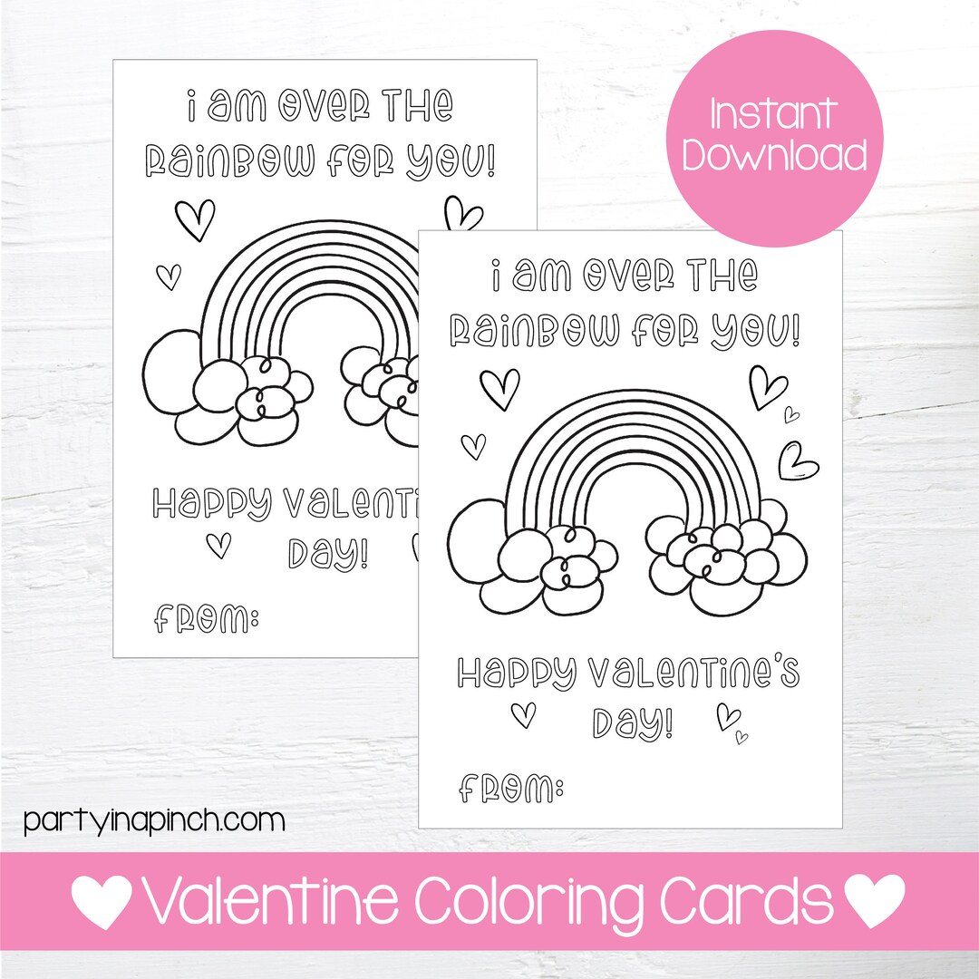 Rainbow Valentine Coloring Pages, Rainbow Valentine, Valentine's Day ...