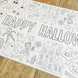 Halloween Night Coloring Table Runner, Halloween Coloring Page, Ghost ...