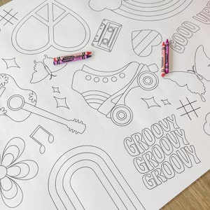 Groovy Coloring Table Runner, Retro Birthday Coloring Page, Groovy ...
