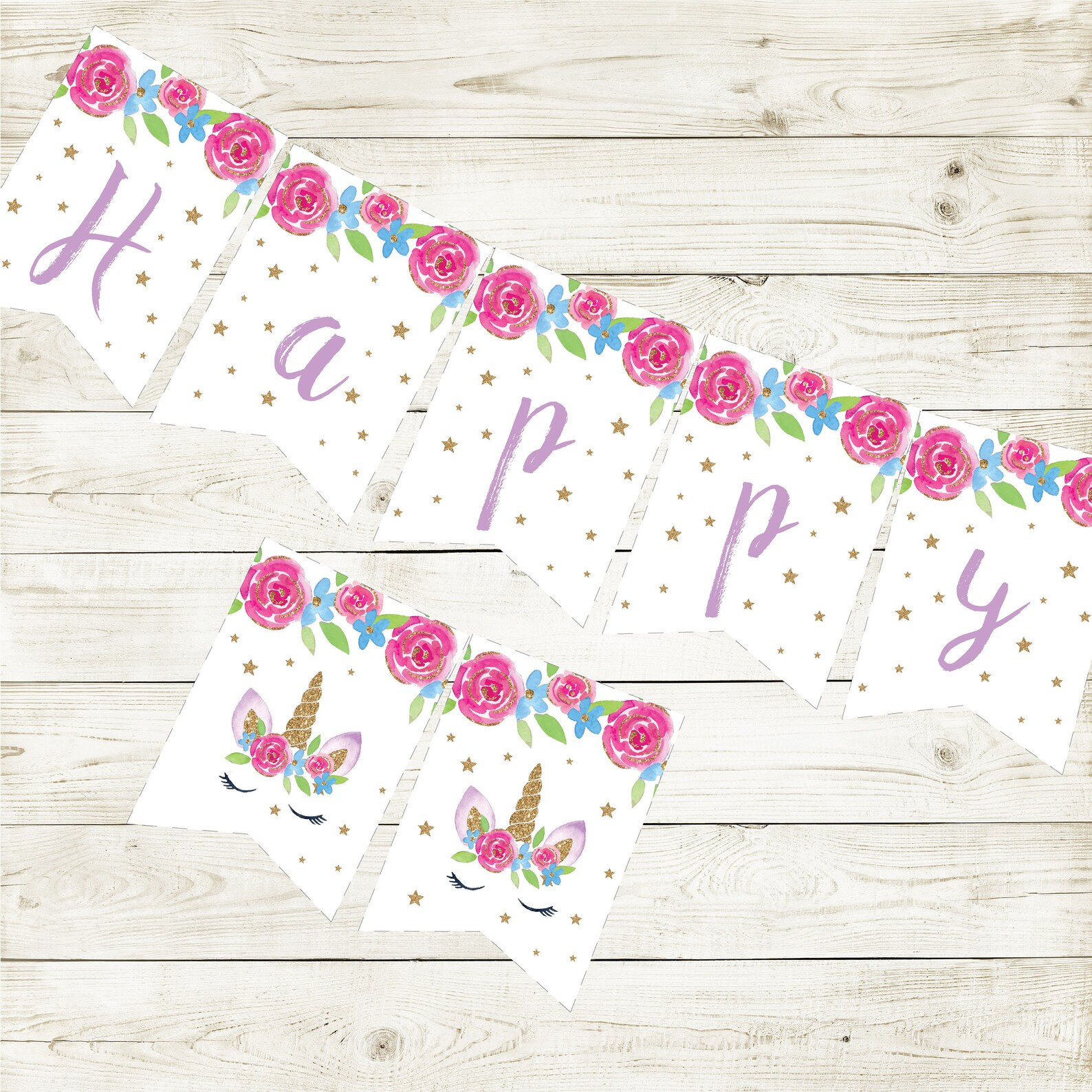 Unicorn Happy Birthday Banner Unicorn Happy Birthday Party | Etsy