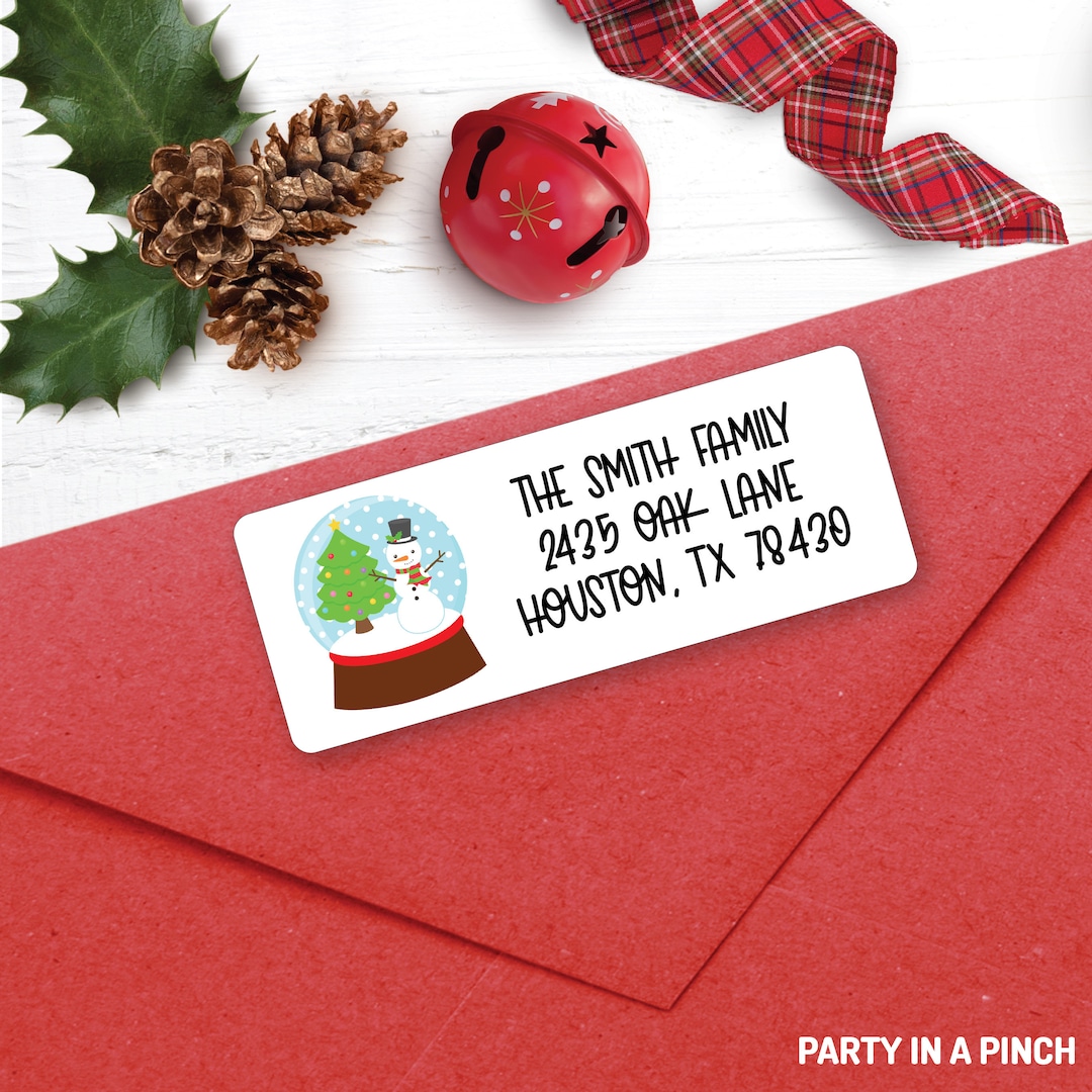 CHRISTMAS Address Labels, Snow Globe, Christmas Return Address Labels ...