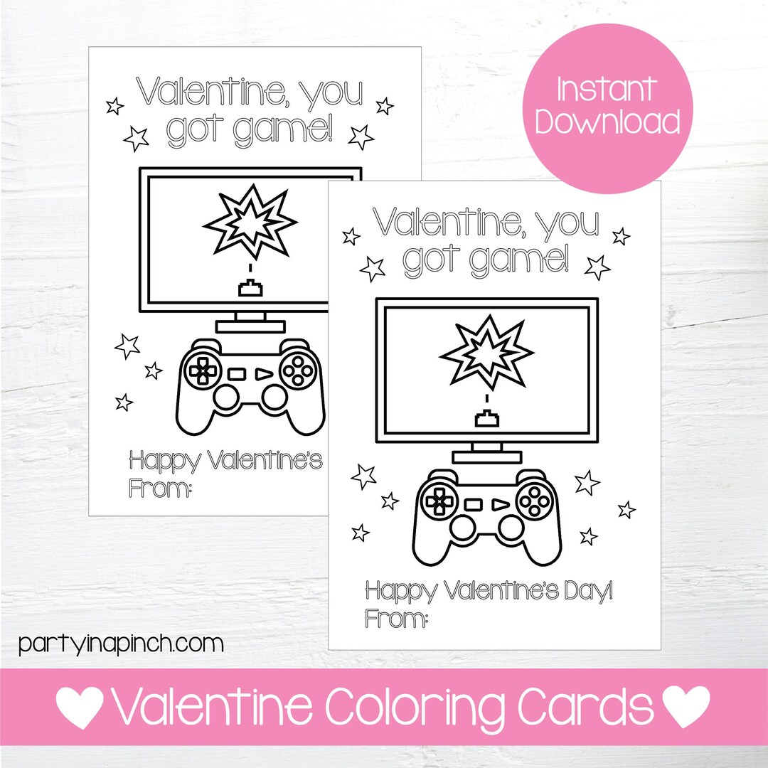 Video Game Valentine Coloring Pages, Video Game Valentine, Valentine's ...