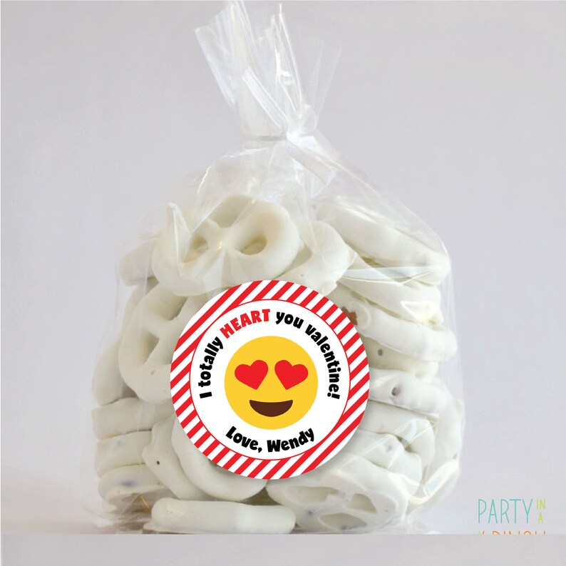 Personalized Valentine Emoji Favor Stickers, Valentine Stickers ...