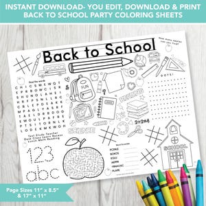 Editable Back to School Coloring Sheet, Printable Coloring Page, Back ...