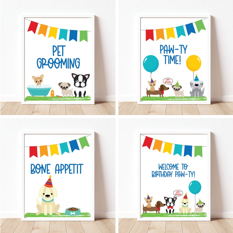 Puppy Party Signs Set of 8 Puppy Party Puppy Birthday Sign | Etsy