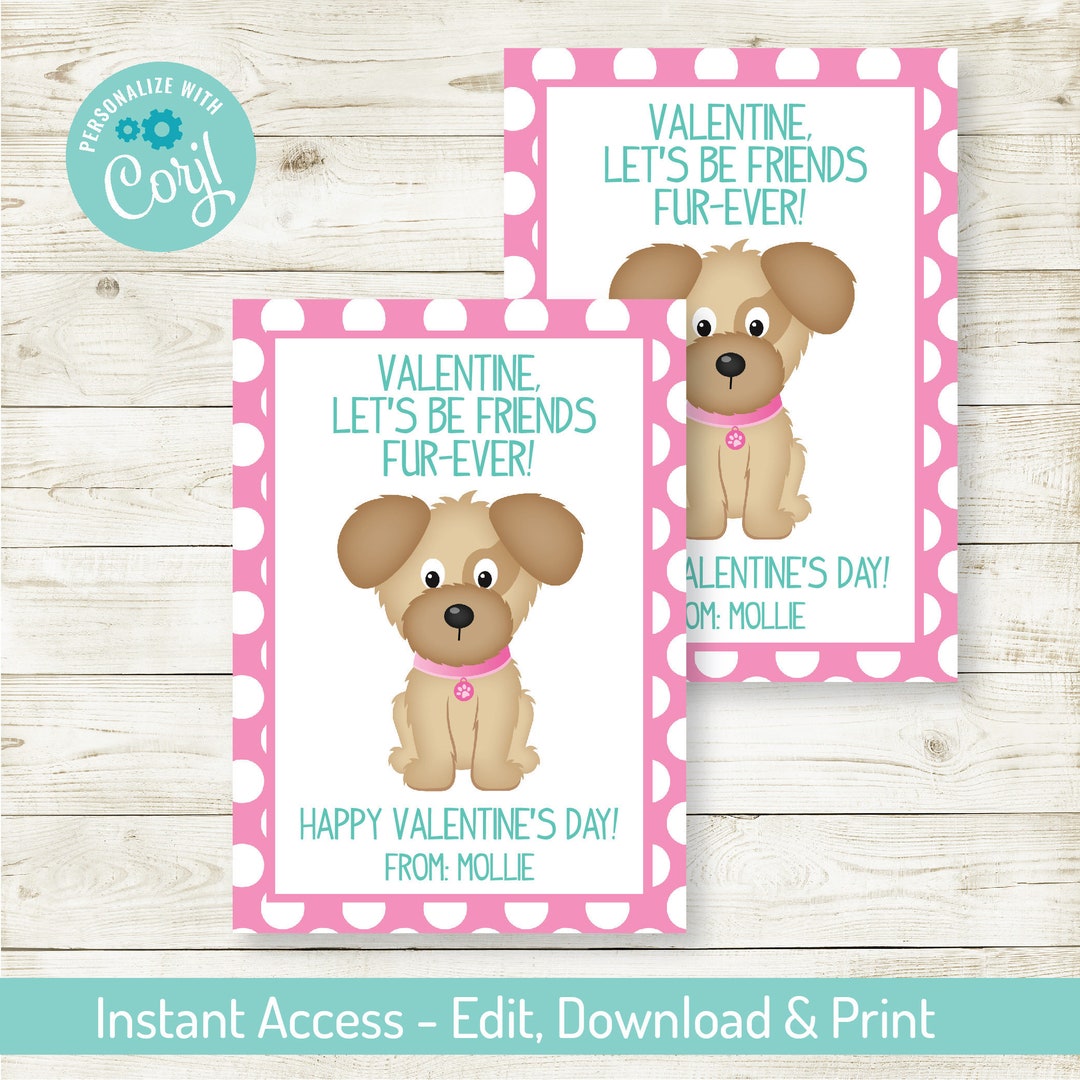 Editable Puppy Valentine's Day Card, Valentine's Card, Valentine's ...
