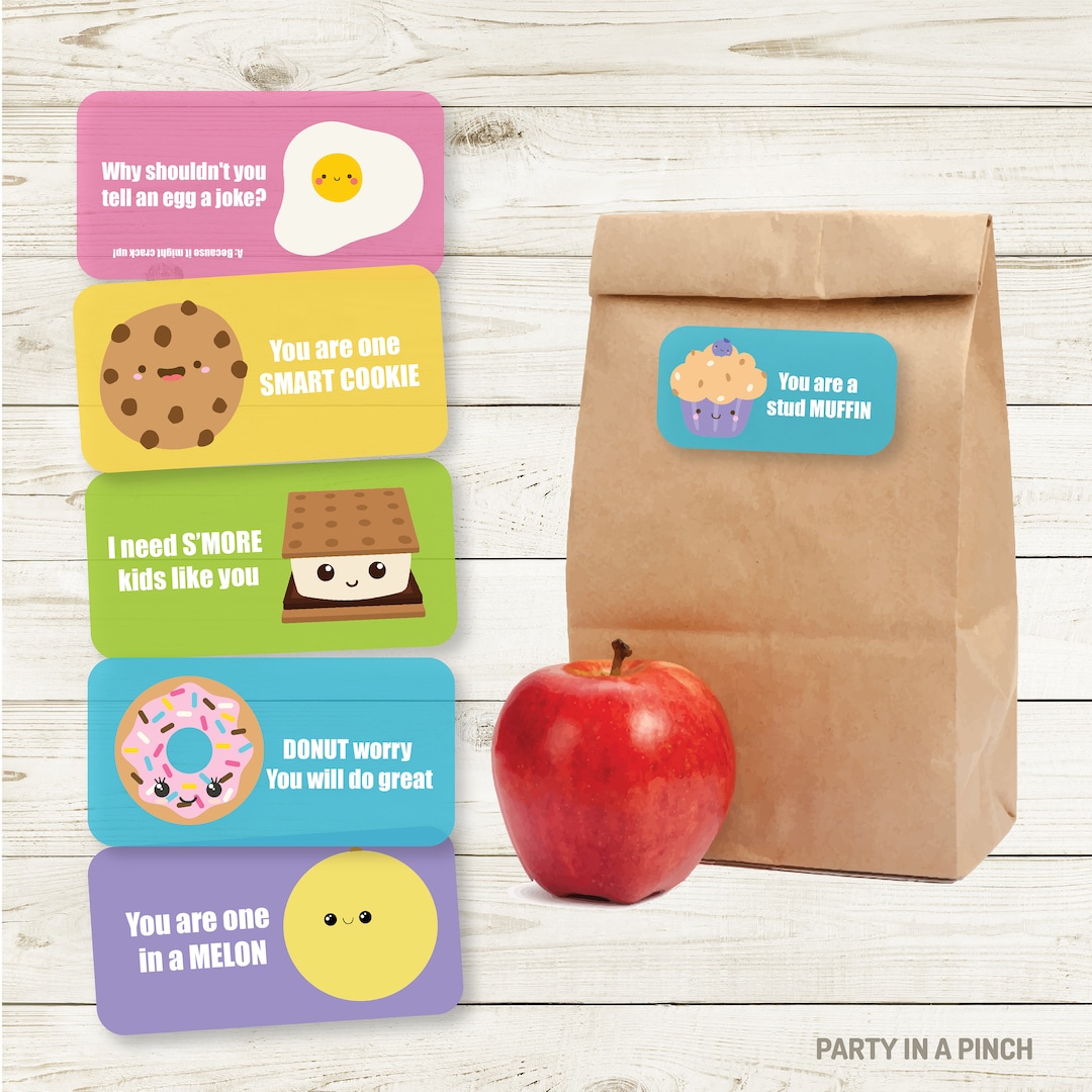 Lunchbox Note Stickers, Lunchbox Jokes, Snack Food Lunchbox Notes, Food ...