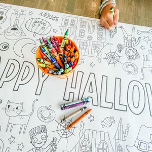 Halloween Night Coloring Table Runner, Halloween Coloring Page, Ghost ...
