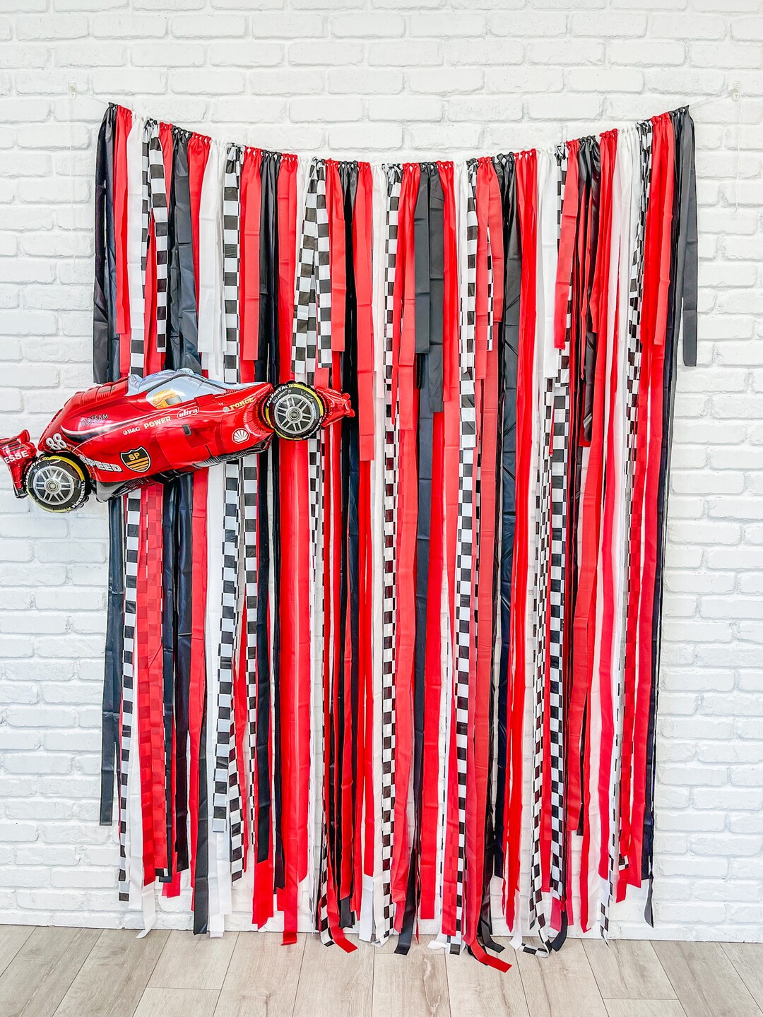Race Car Fringe Backdrop, Streamer Backdrop, Bright Backdrop, Birthday ...