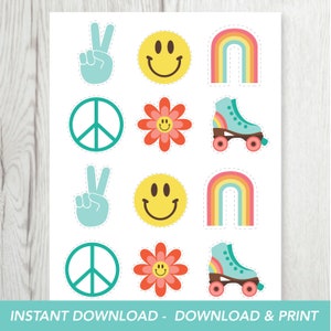 Groovy Party Cupcake Toppers, Groovy Happy Birthday Party, Retro ...