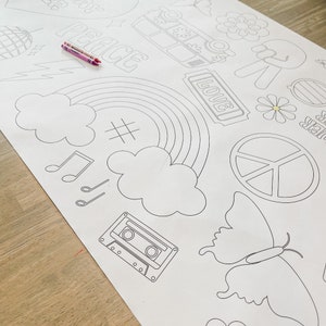 Groovy Coloring Table Runner, Retro Birthday Coloring Page, Groovy ...