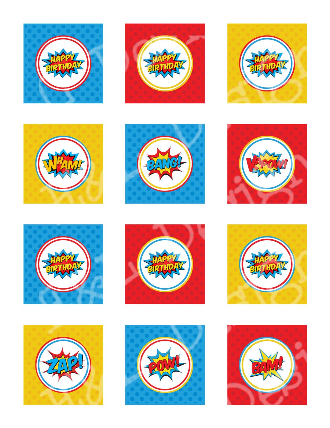Superhero Birthday 2"cupcake Toppers and Wrappers, Superhero Birthday ...