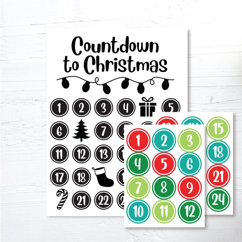 Christmas Countdown Poster and Stickers Christmas Countdown - Etsy