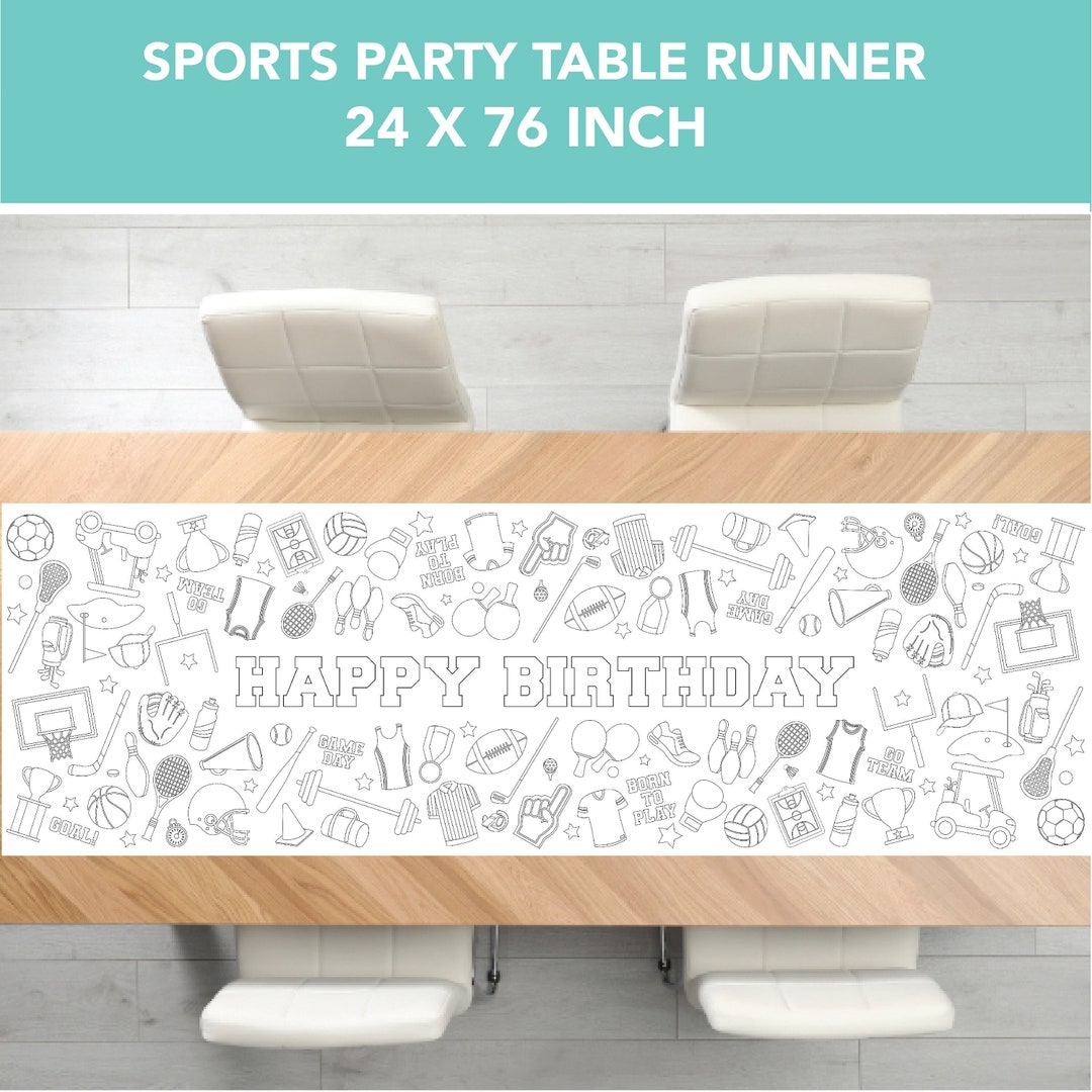 Sports Coloring Table Runner, Sports Themed Birthday Coloring Page ...