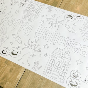 Haunted Halloween Coloring Table Runner, Halloween Coloring Page, Ghost ...