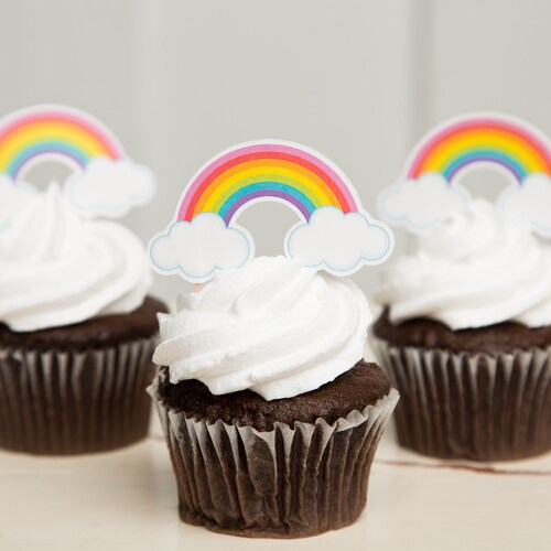 Printable Rainbow Cupcake Toppers Rainbow Cupcake Topper - Etsy