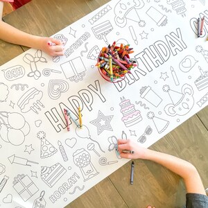Happy Birthday Coloring Table Runner, Happy Birthday Themed, Coloring ...