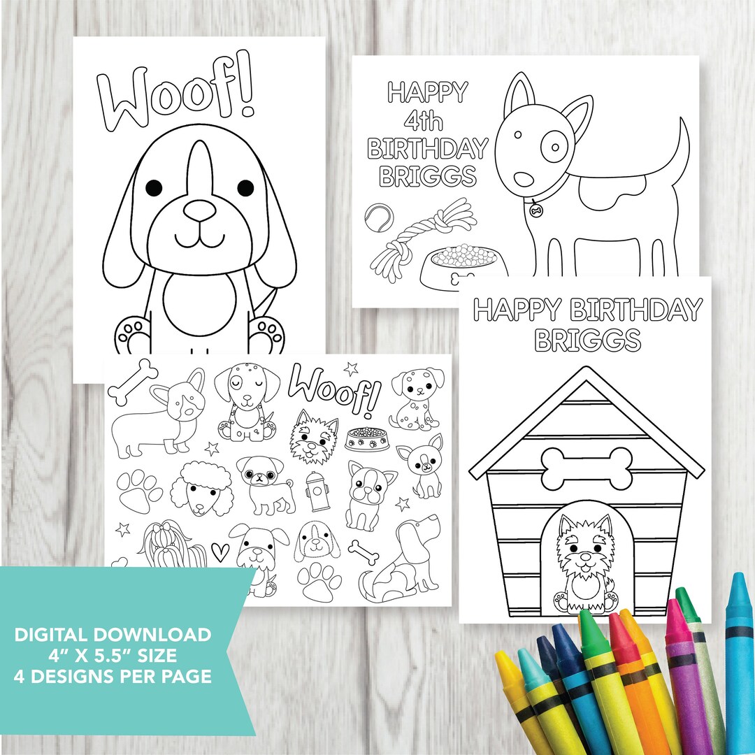 Editable Puppy Coloring Party Favors, Puppy Birthday Party, Printable ...
