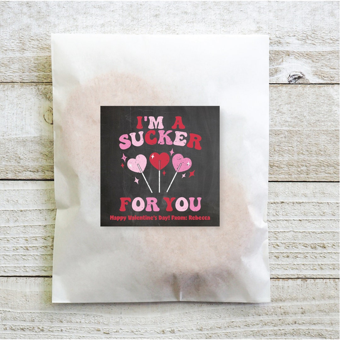 Retro Sucker Valentine Stickers, Personalized Valentine Sticker ...