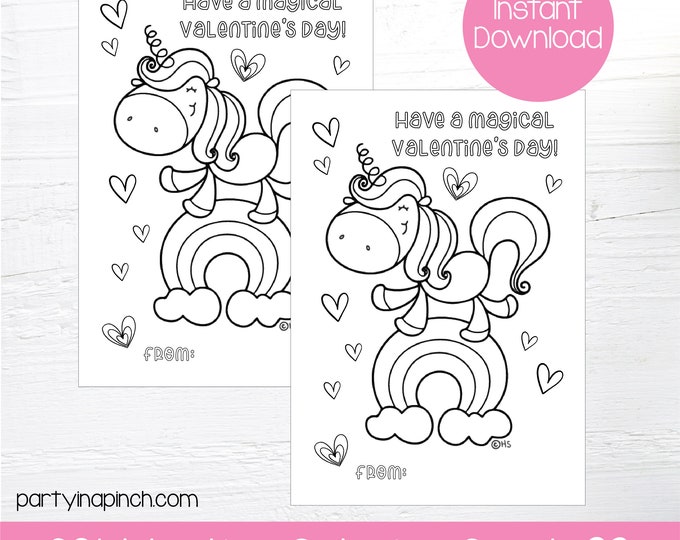 Rainbow Unicorn Valentines Printable DIY Instant Download Crayon Holder ...
