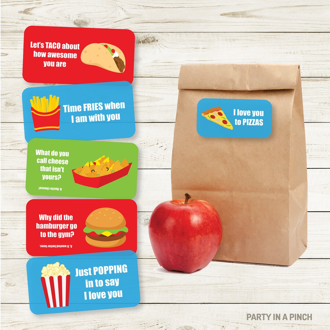 Lunchbox Note Stickers, Lunchbox Jokes, Junk Food Lunchbox Notes, Food ...