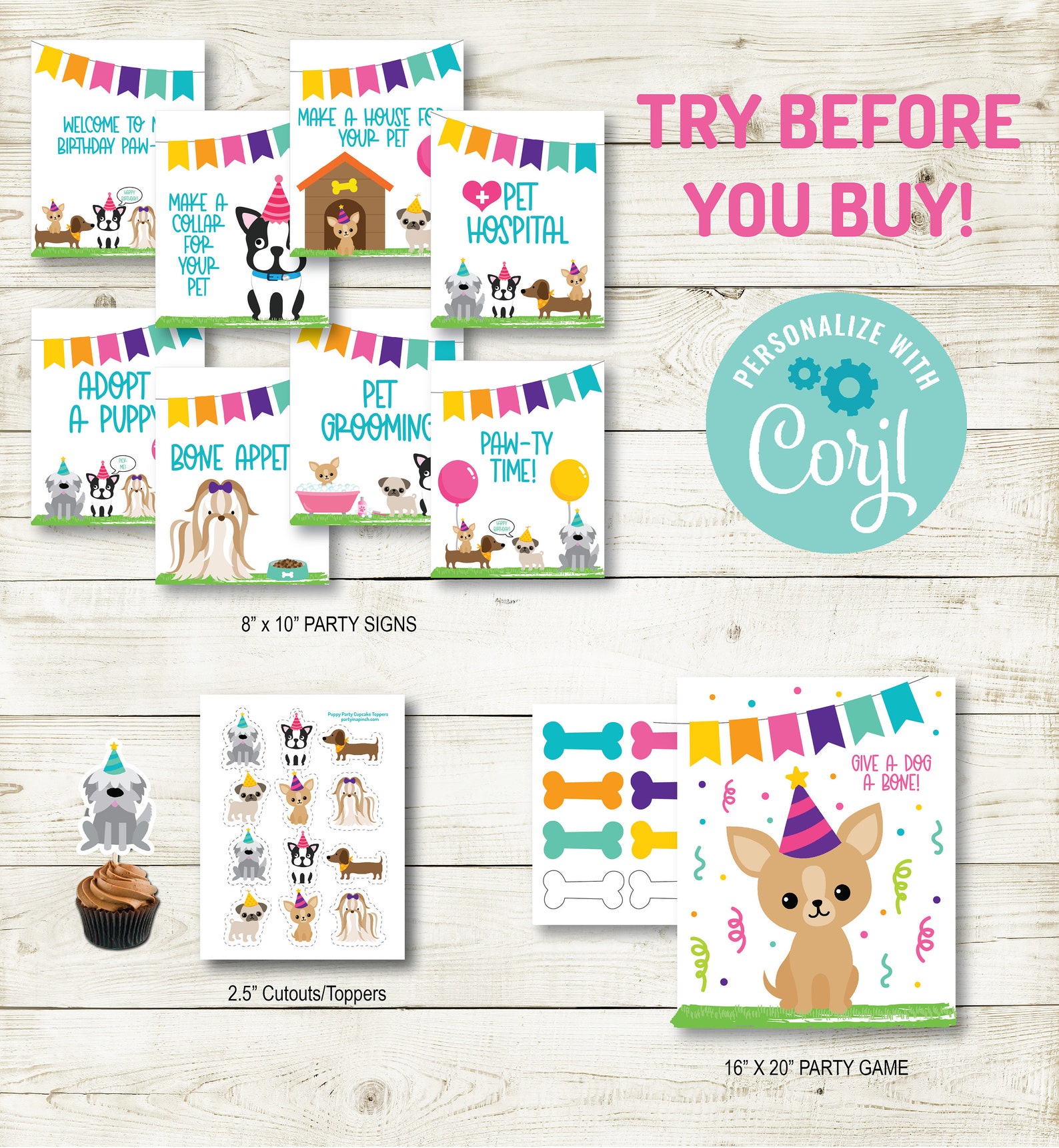 Puppy Party Editable Pack , Editable Party Pack, Puppy Birthday ...