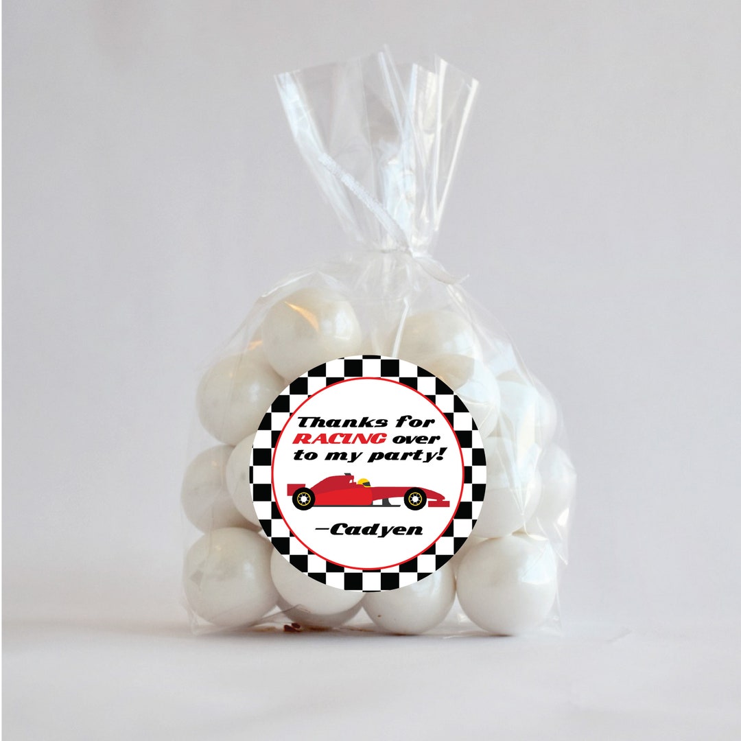 Personalized Race Car Party Favor Stickers, Race Car Stickers, Favor ...