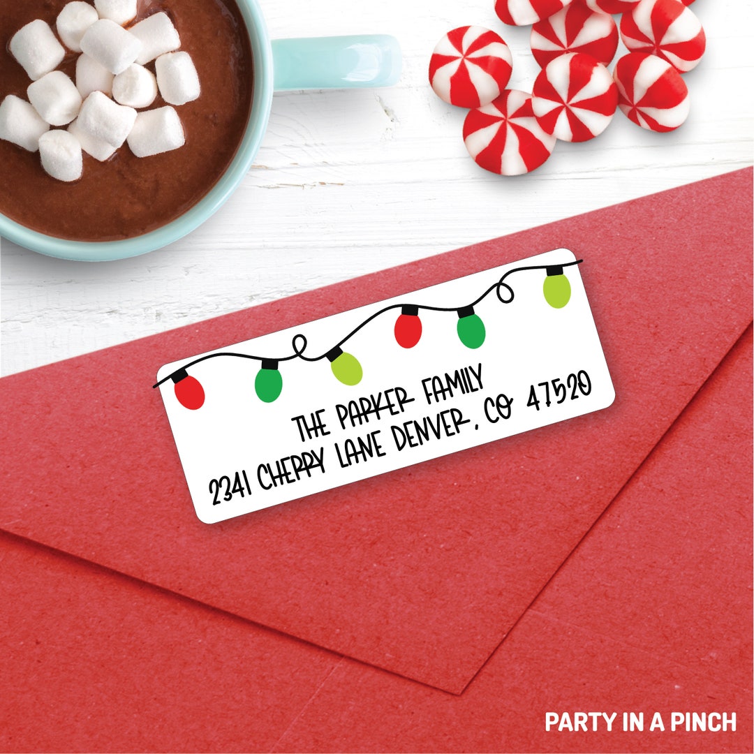 CHRISTMAS Address Labels, Christmas Lights, Christmas Return Address ...