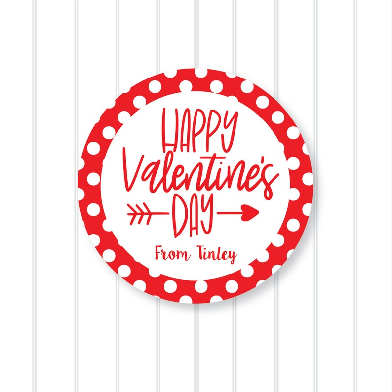 Happy Valentine's Day Stickers- Red, Personalized Valentine Stickers ...