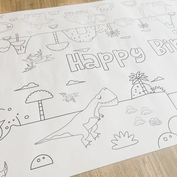 Dinosaur Coloring Table Runner - Etsy