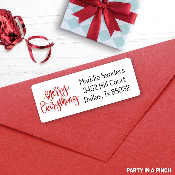 CHRISTMAS Address Labels Merry Everything Christmas return | Etsy