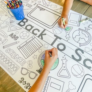 Back to School Coloring Table Runner, Back to School Coloring Page ...