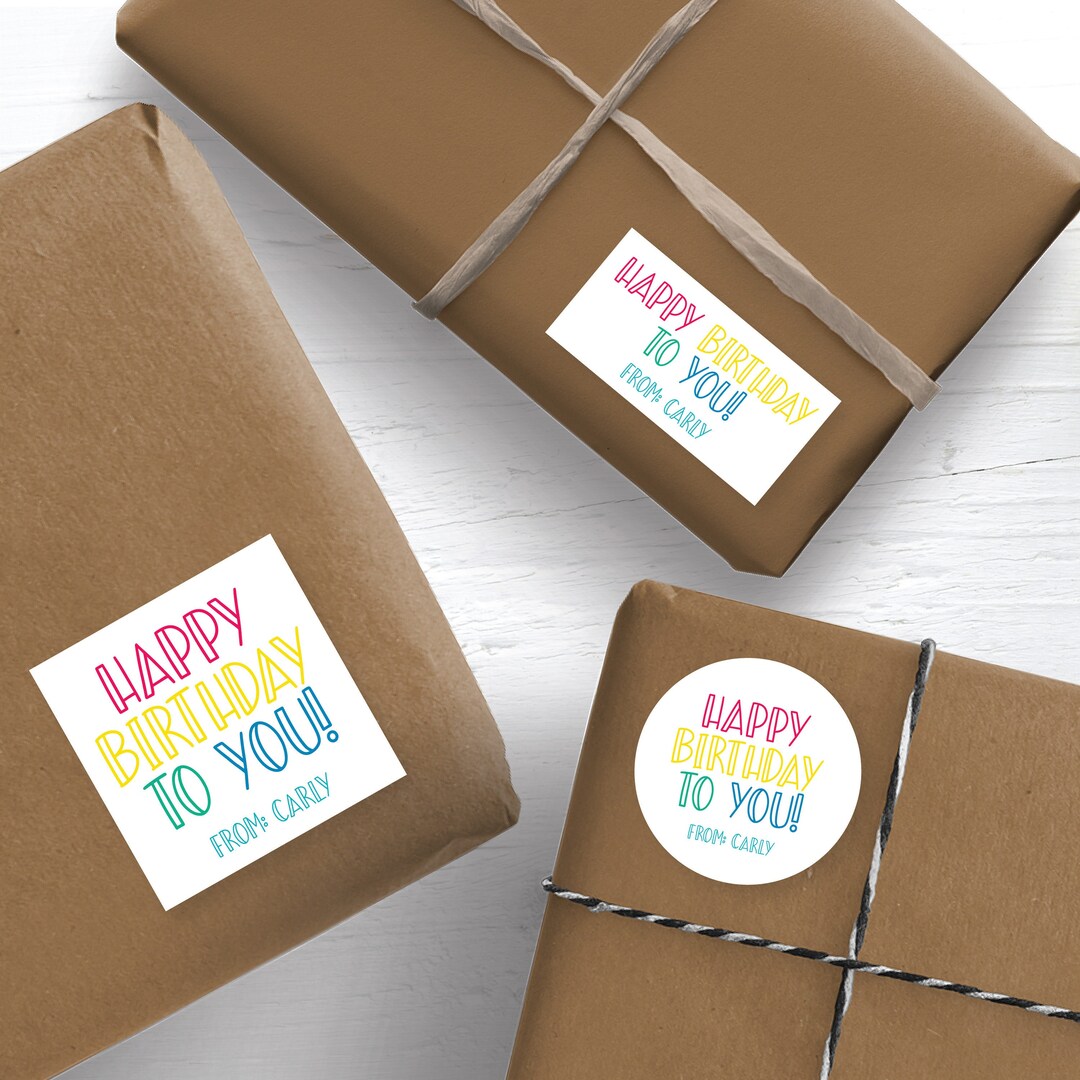 Happy Birthday Personalized Stickers, Happy Birthday Stickers, 2.5 ...