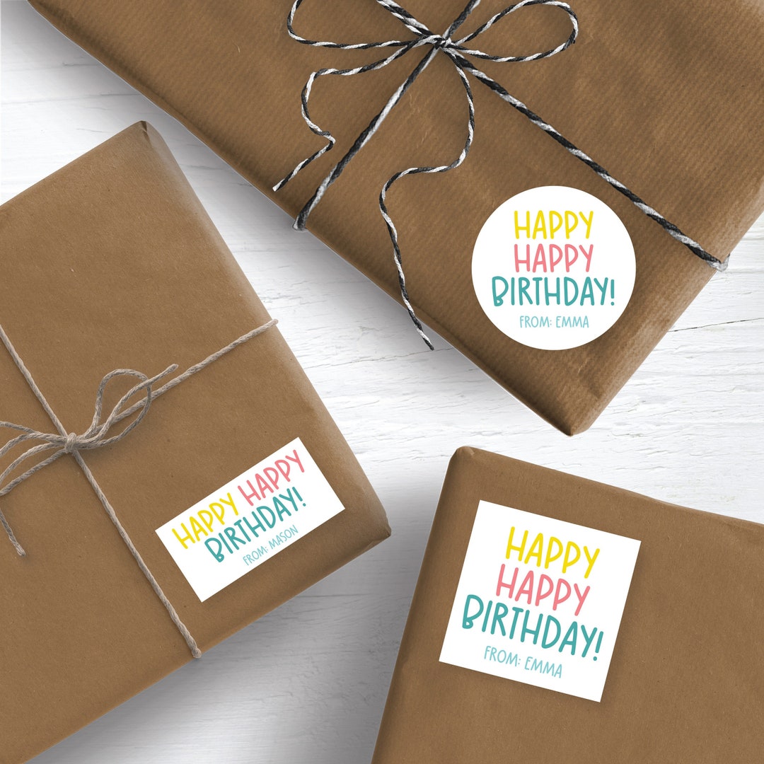 Happy Birthday Personalized Stickers, Happy Birthday Stickers, 2.5 ...