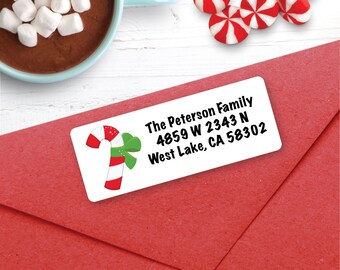 Personalized Return Address Label Christmas Address Labels Candy Cane ...