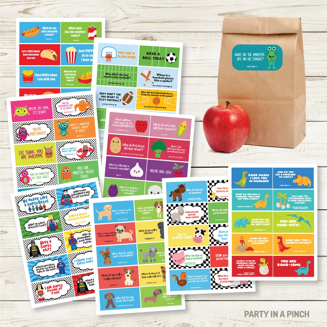Lunchbox Note Sticker Pack, Lunchbox Jokes, School Notes, Lunchbox ...