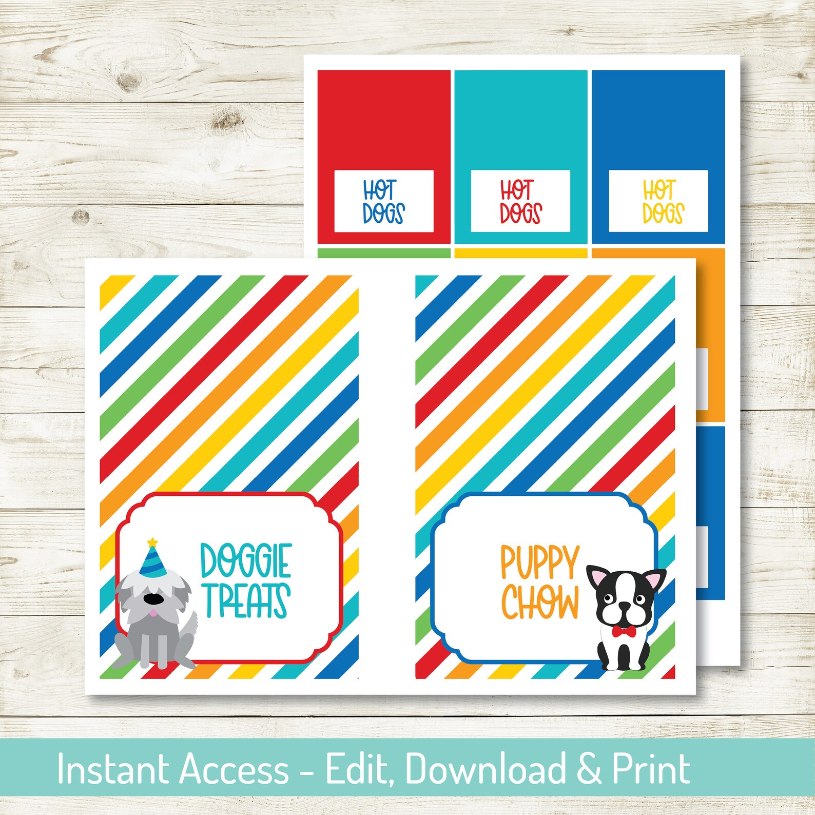 Puppy Party Food Cards Editable Puppy Birthday Printable - Etsy