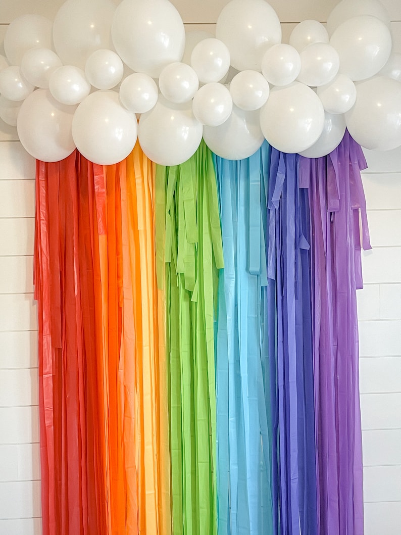 Classic Rainbow Fringe Backdrop, Streamer Backdrop, Bright Backdrop ...