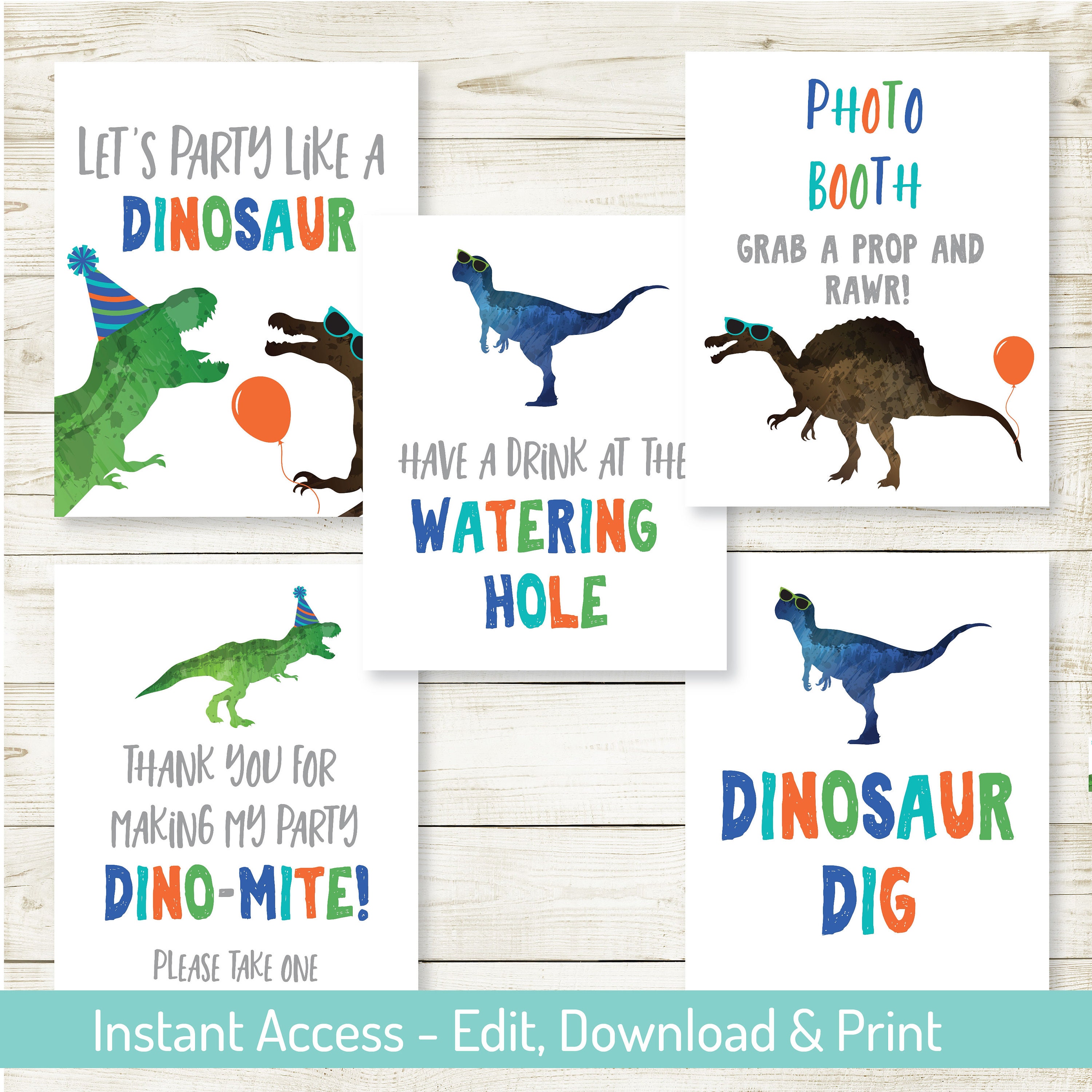Dinosaur Party 8x10 Signs EDITABLE 5x7 Dino Birthday Party - Etsy