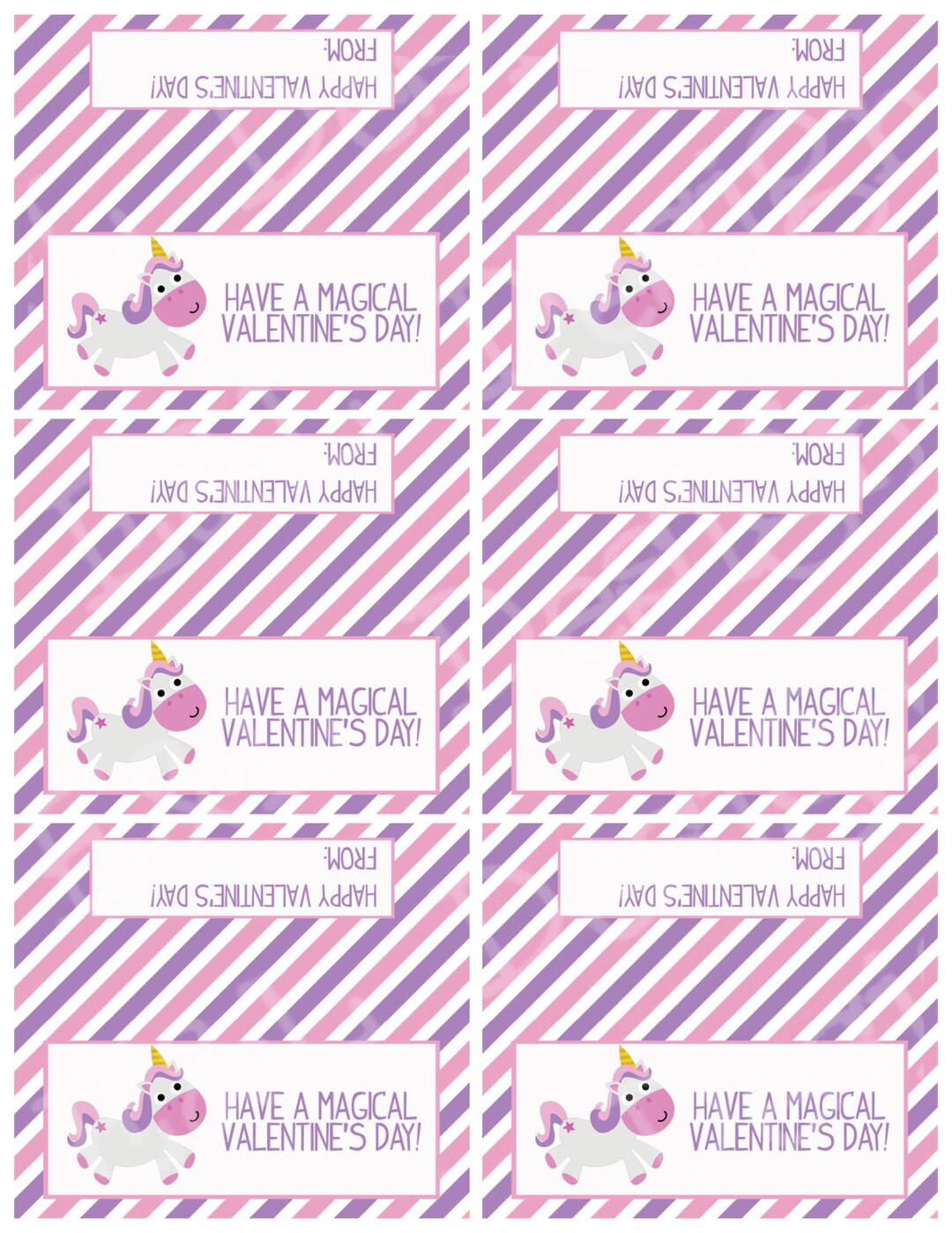 Valentine Unicorn Treat Bag Toppers, Valentine's Day, Printable ...