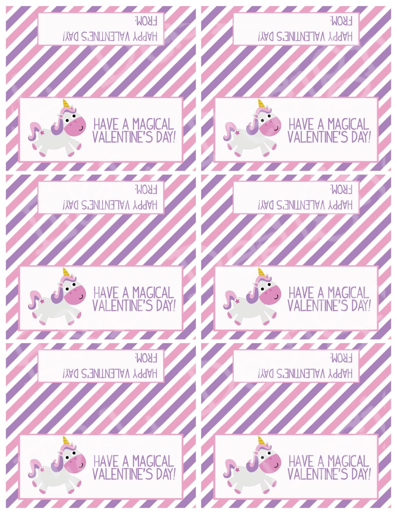 Valentine Unicorn Treat Bag Toppers, Valentine's Day, Printable ...