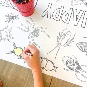 Insect Party Coloring Table Runner, Bugs Birthday Coloring Page, Insect ...