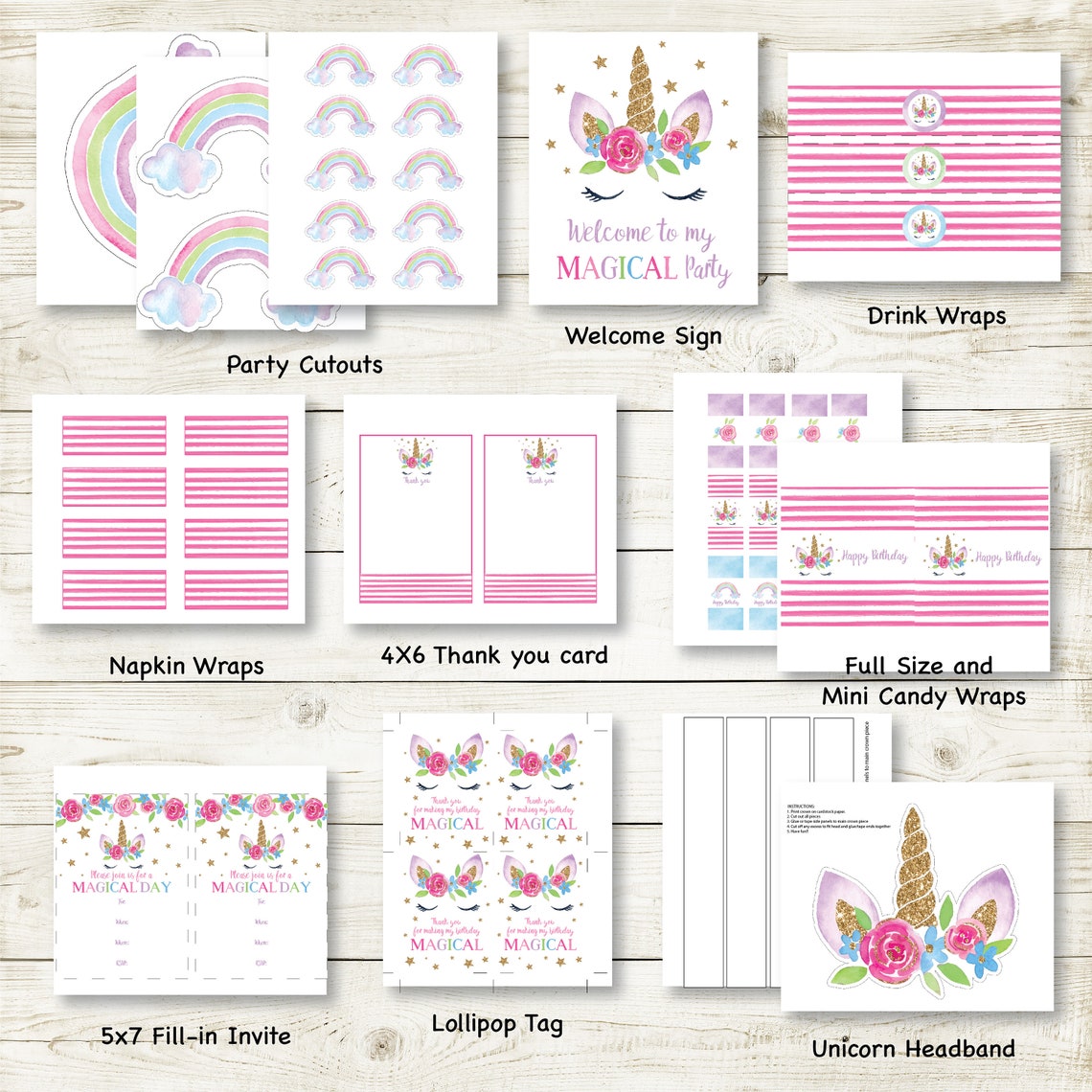 Unicorn Party Pack Unicorn Happy Birthday Party Unicorn - Etsy