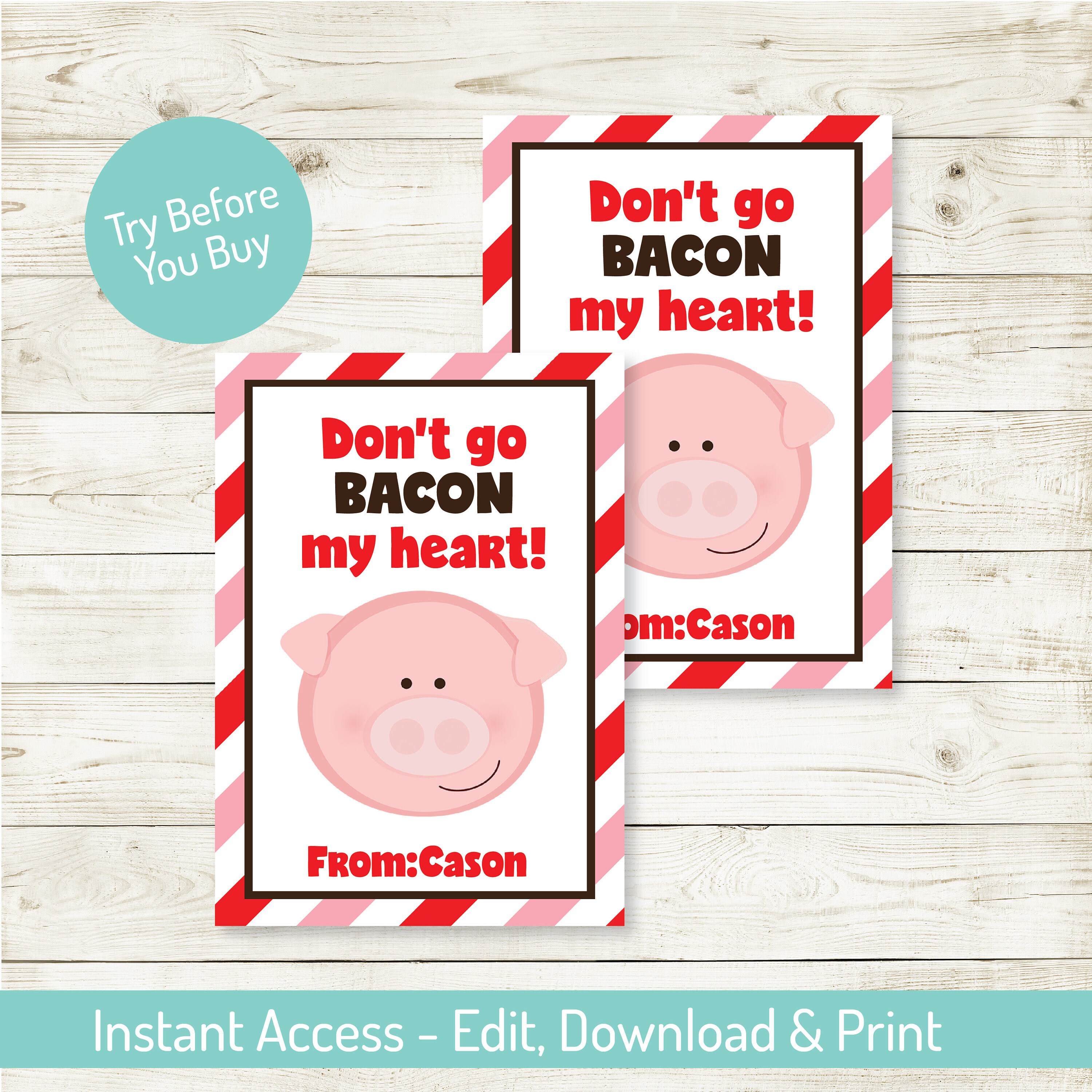 Pig Valentine's Day Editable Card Valentine Party - Etsy UK