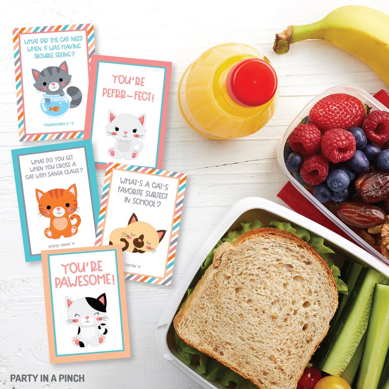 Lunchbox Notes, Lunchbox Jokes,kitten Lunchbox Notes, Cat Lunch Cards ...