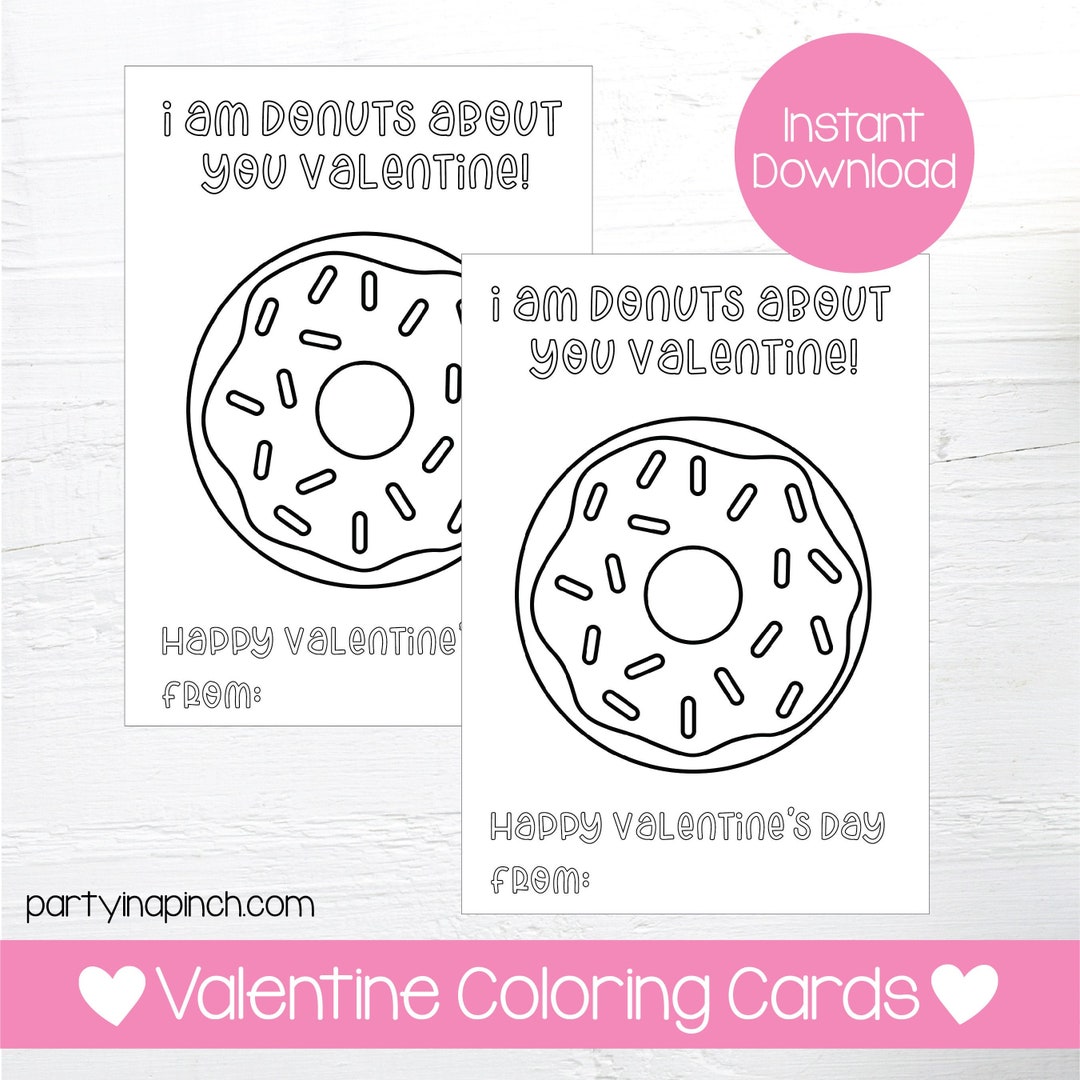 Donut Valentine Coloring Pages, Donut Valentine, Valentine's Day, Donut ...