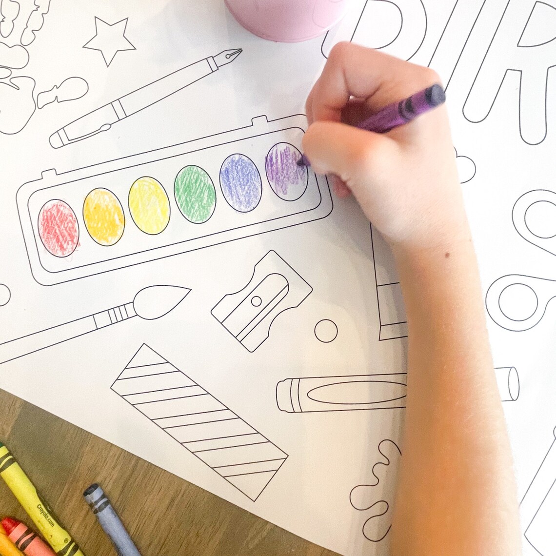Art Party Coloring Table Runner, Art Birthday Coloring Page, Giant ...